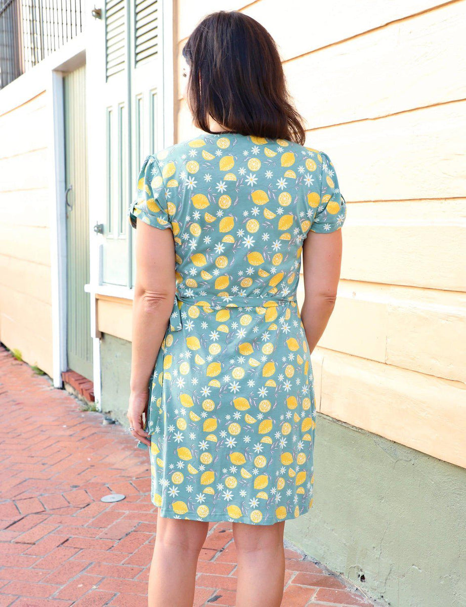 Zesty Lemon Wrap Dress | Organic Cotton Dress -Passion Lilie