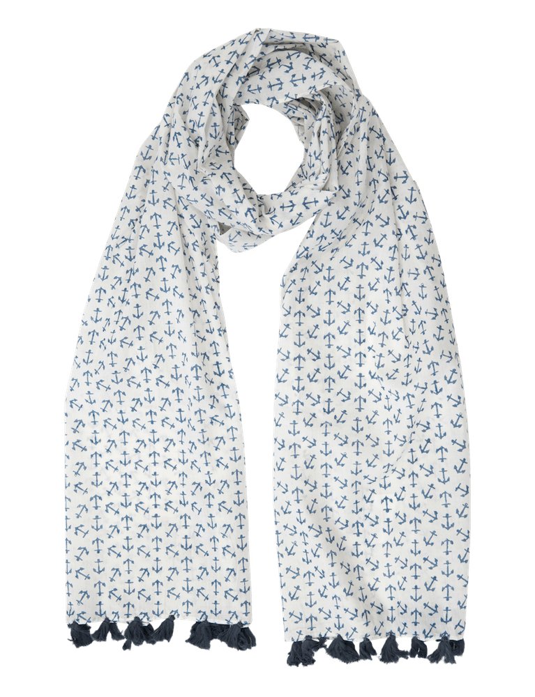 Anchor Blue Cotton Scarf | Fair Trade Scarf | Passion Lilie