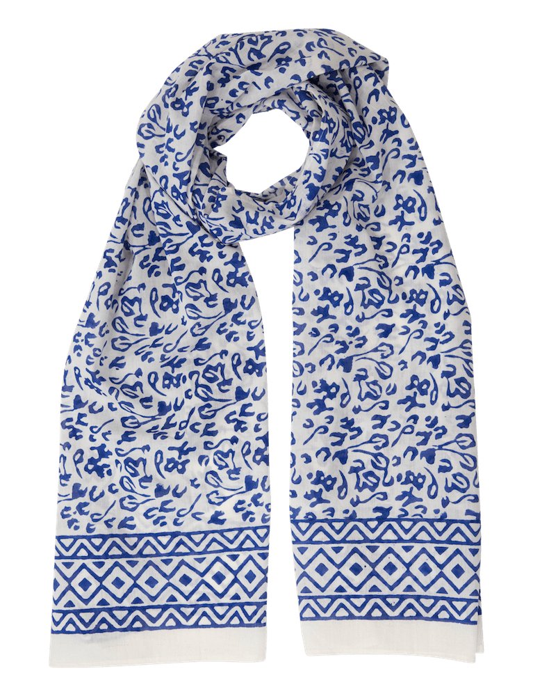 Bright Blue Abstract Scarf | Fair Trade | Passion Lilie
